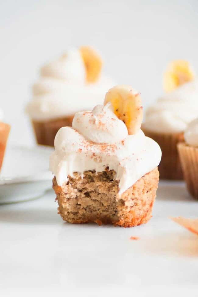 Healthy Banana Cupcakes with Cream Cheese Frosting - Erin Lives Whole