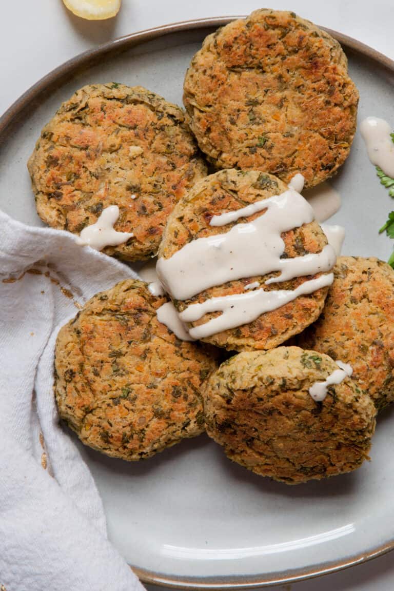 Easy Baked Falafel Recipe with Tahini Sauce - Erin Lives Whole