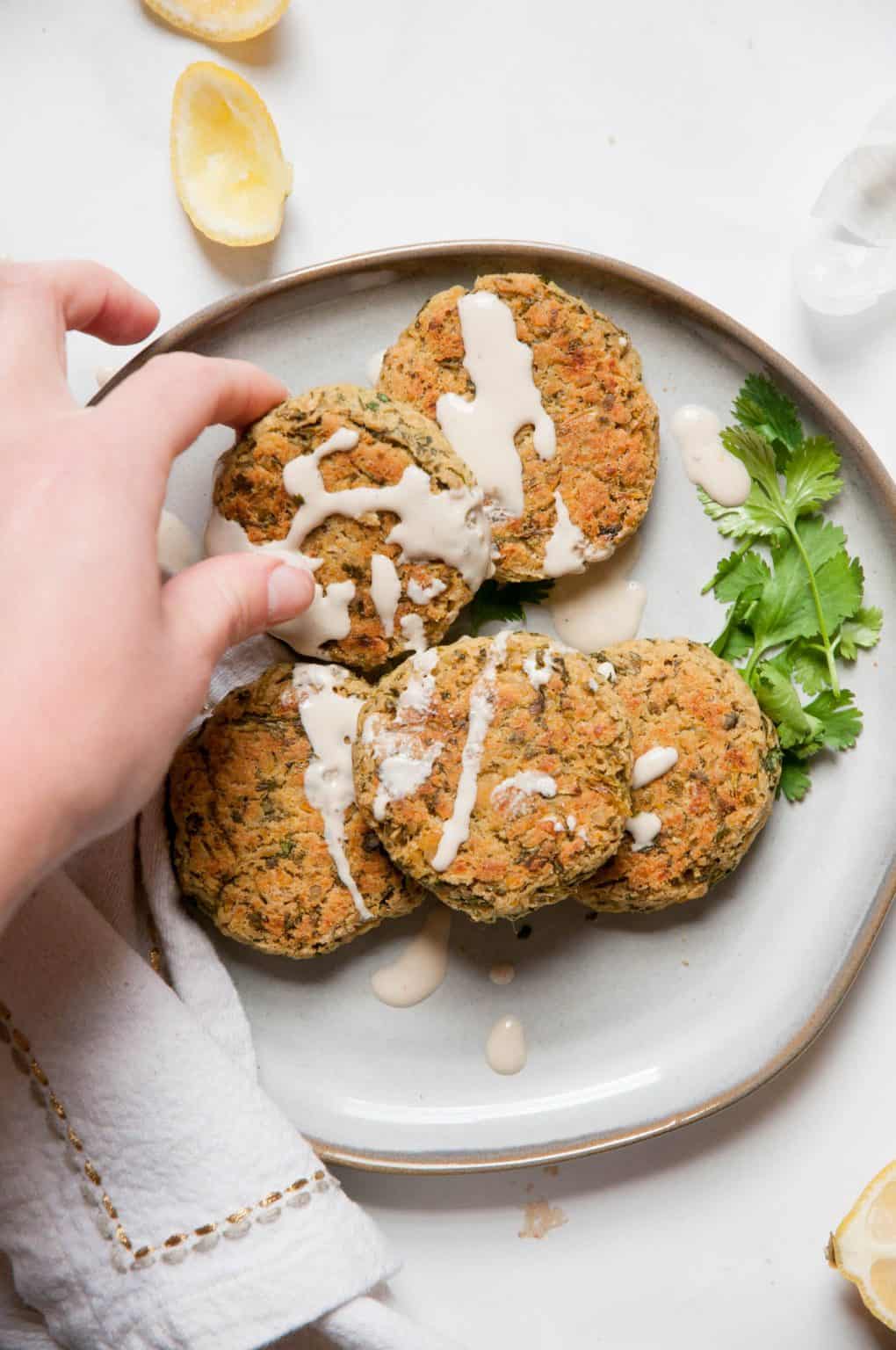 Easy Baked Falafel Recipe with Tahini Sauce - Erin Lives Whole