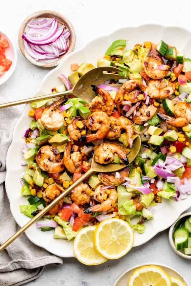 Grilled BBQ Shrimp Salad - Erin Lives Whole