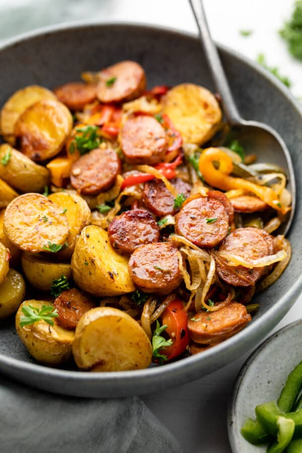 Sheet Pan Sausage and Potatoes with Peppers - Erin Lives Whole
