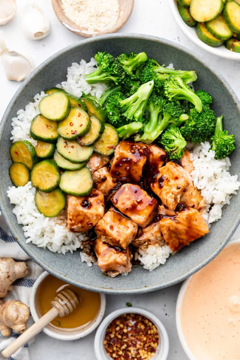 Sticky Salmon Rice Bowls - Erin Lives Whole