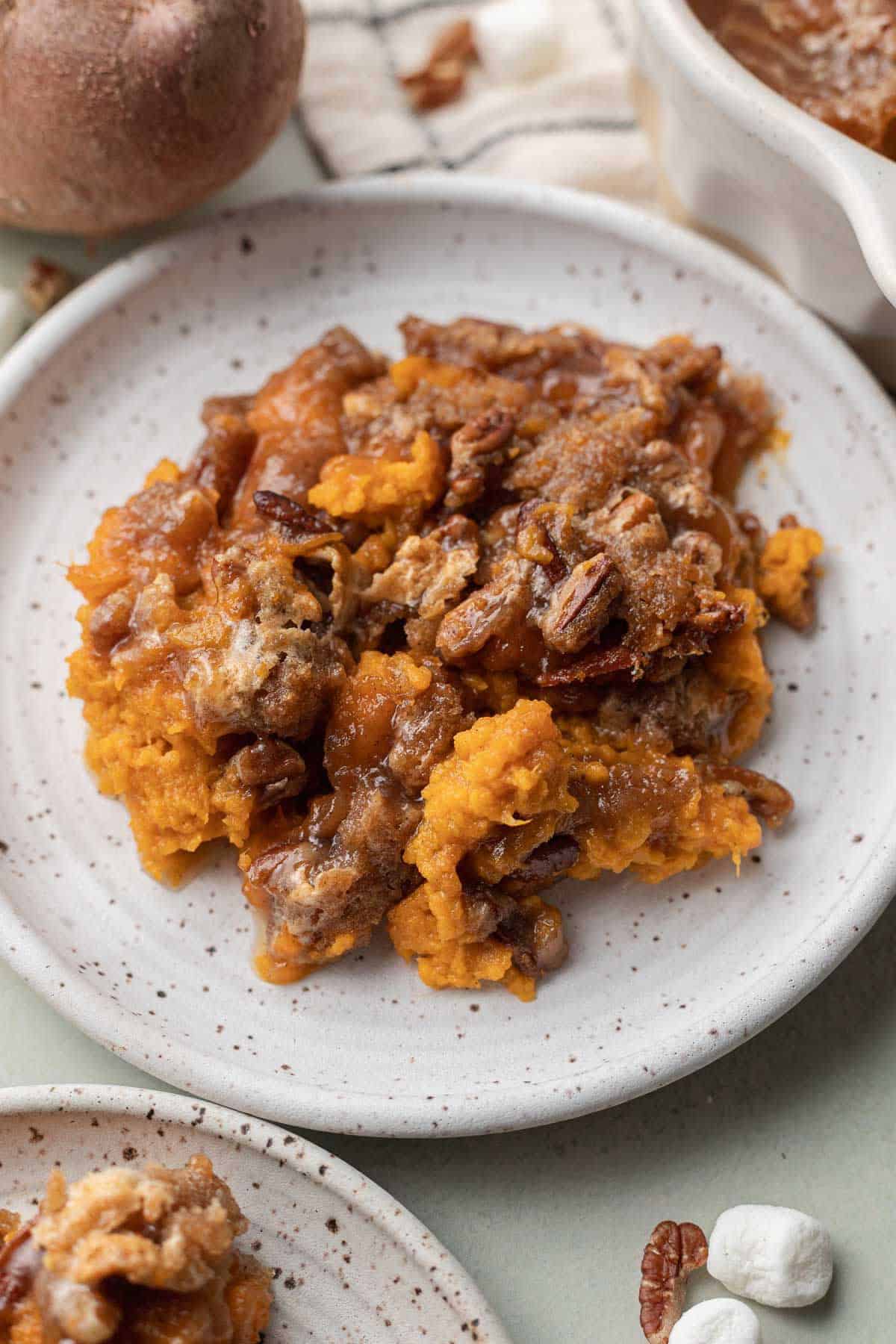 Sweet Potato Casserole with Marshmallows and Pecans - Erin Lives Whole