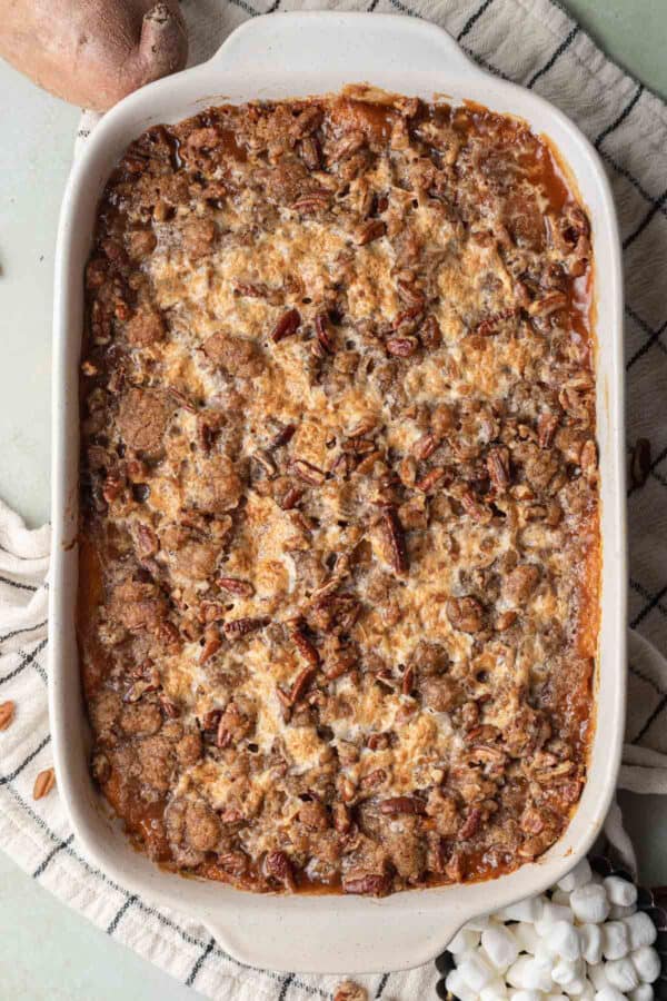 Sweet Potato Casserole with Marshmallows and Pecans - Erin Lives Whole