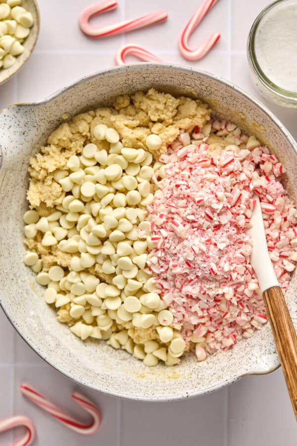 White Chocolate Candy Cane Cookies - Erin Lives Whole