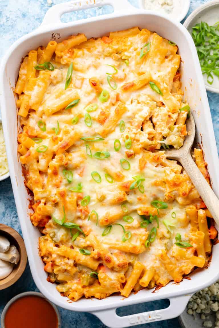 Buffalo Chicken Baked Ziti - Erin Lives Whole